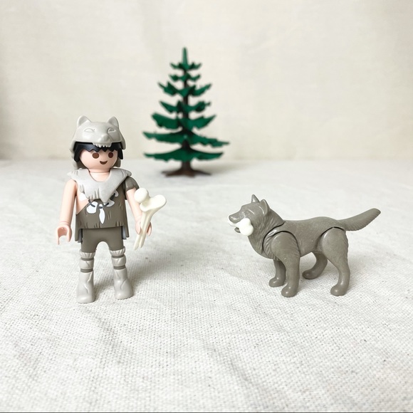 Playmobil | Toys | Playmobil Ancient Caveman Gray Wolf Dog Companion ...